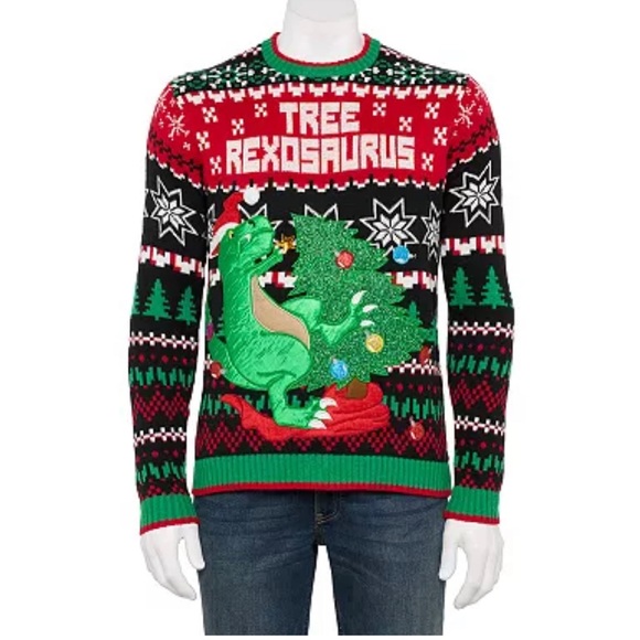 Celebrate Together | Sweaters | Nwt Mens Ugly Christmas Sweater Dino M ...